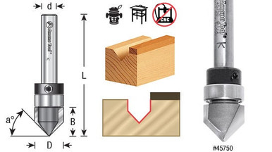 V Groove Router Bits - Upper Ball Bearing Guide Template Cuts