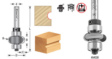 Fluting Router Bits - Edge Assembly, Carbide Tipped, 2-Flute