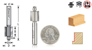 Mini Rabbet Router Bit - Amana Tool, Carbide Tipped, Precise Trimming