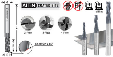 CNC Router Bits for Steel & Composites - AlTiN Coated End Mills