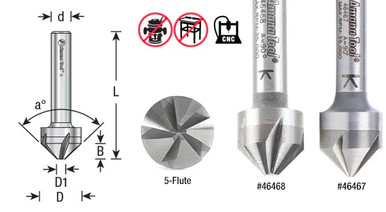 Countersink Chamfer Router Bits 90 Degree - Item 46467 - CNC Tools