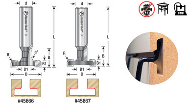T-Slot Router Bits with Rounded Edges - Carbide 2-Flute Panels Tool