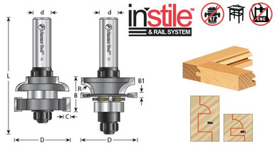 Adjustable Router Bit Set for Cabinet Doors - Amana Tool #55438