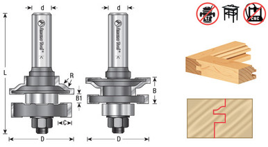Ogee Stile & Rail Router Bit Set for 3/4" Material - 2-Wing Cutter