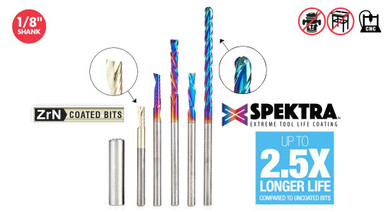 CNC Router Bit Set for Signmaking - Spektra Coated, 1/8" Shank