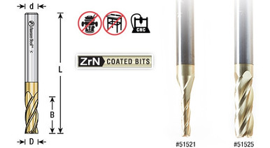 ZrN Coated Router Bits for Plastic & Fiberglass - Amana Tool