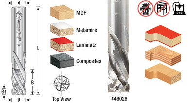 Solid Carbide Mortise Spiral - 4 Flute Compression Cutter