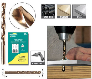 Cobalt Drill Bits for Hard Materials - Heat Resistant, Individually Carded