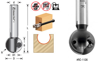 CNC Ball End Router Bit - Single Pass Channel Cutting
