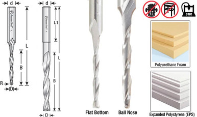 Foam Milling CNC Router Bits - Solid Carbide Up-Cut/Down-Cut