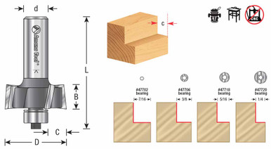 Rabbet Router Bits 4 Depths - Multi-Rabbet, 4 Flute, Precision Cutting