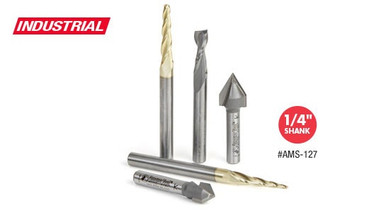 CNC Router Bit Set 1/4" Shank AMS-127 - Amana Tool Engraving Kit
