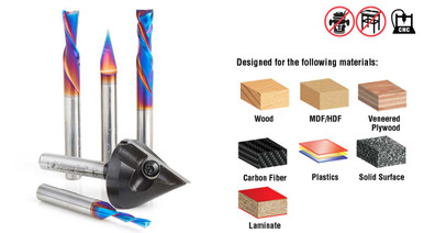 CNC Router Bit Set - Blueline 5-Pc 1/4" Shank for Signmaking & Engraving