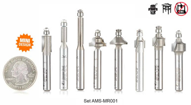 Mini Router Bit Sets - Save on Amana Tool Packs AMS-610, AMS-611