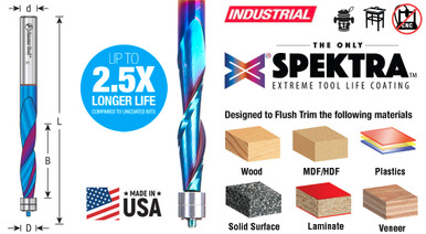 Flush Trim Router Bits - Amana Tool Spektra Coated, Extreme Life