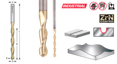 CNC Spiral Ball Nose Router Bits - Aluminum ZrN Coated Cutter