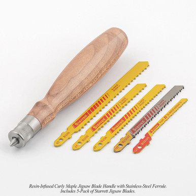 Curly Maple Jig Saw Handle with Blades | Blue Spruce
