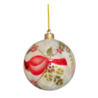 4" Capiz Ball Ornament - Cardinal - Magnolia Home Design