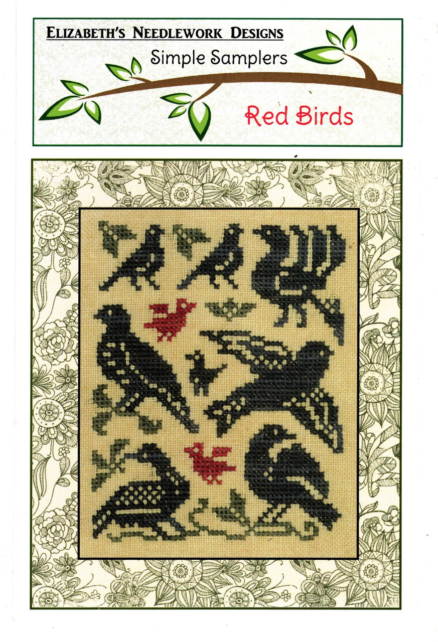 Elizabeth's Needlework Designs RED BIRDS Simple Samplers