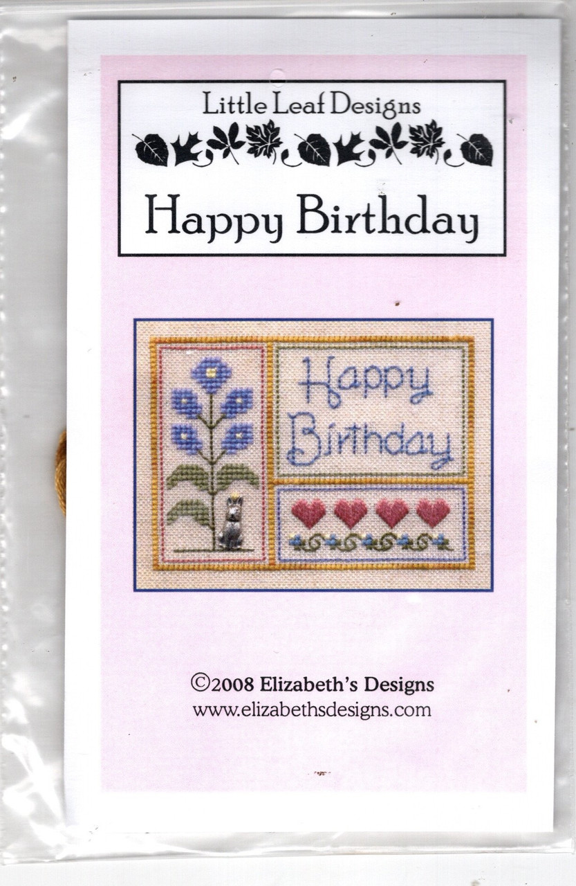 Elizabeth's Designs LITTLE LEAF DESIGNS Happy Birthday w/charms,threads