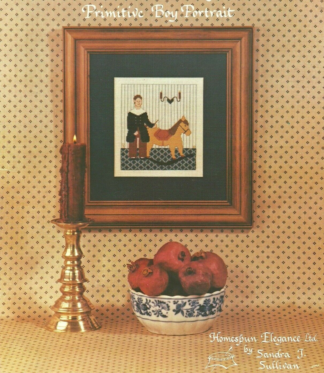 Homespun Elegance FOLK ART V Primitive Boy Portrait