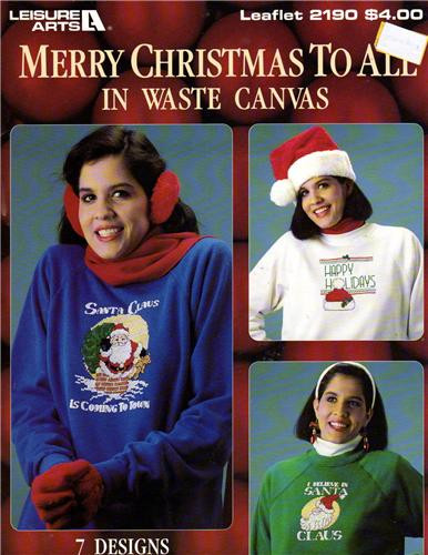 Leisure Arts MERRY CHRISTMAS TO ALL in Waste Canvas