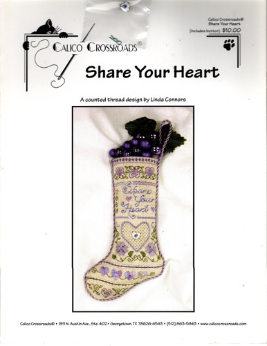 Calico Crossroads SHARE YOUR HEART Stocking with button