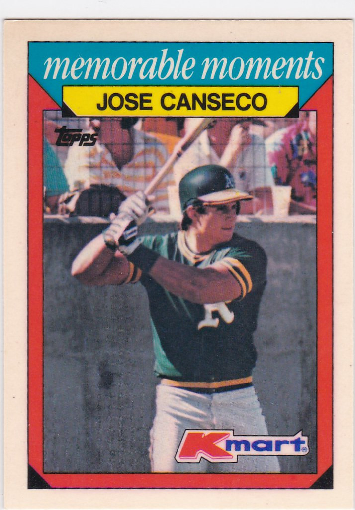 1988 Topps Kmart Memorable Moments #4 Jose Canseco Oakland Athletics ...