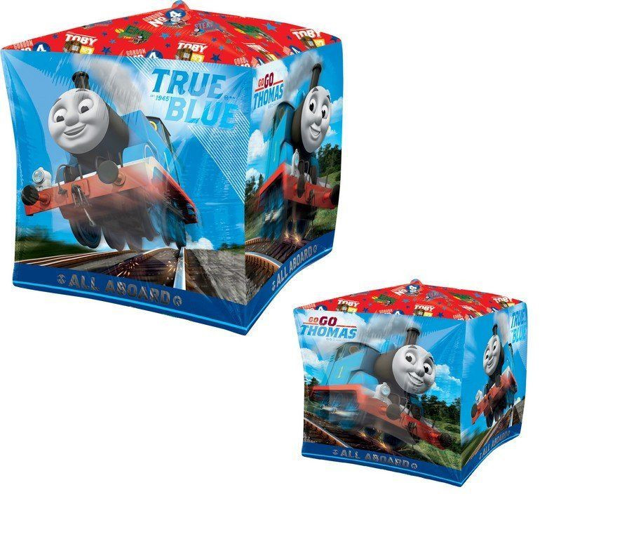 Balloon Foil 38cm Inflated Cube Thomas The Tank Engine - All Party Supplies