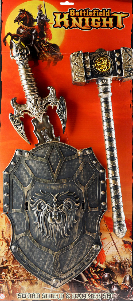 Knight's Sword Hammer And Shield Set - Medieval War Toy Role Play ...