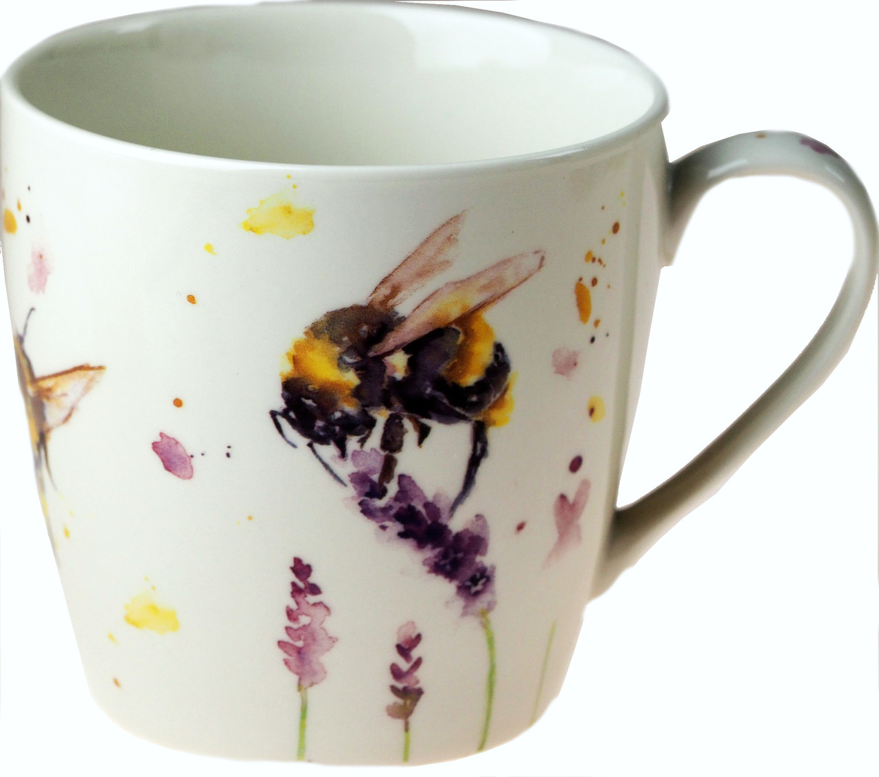 Country Life Watercolour Bumble Bee White Ceramic China Mug - Blue ...