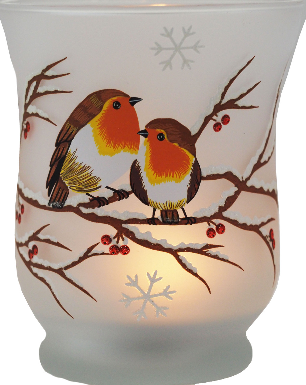 Christmas Robin Glass Tealight Candle Holder (Set of 2) - Blue Whale Gifts