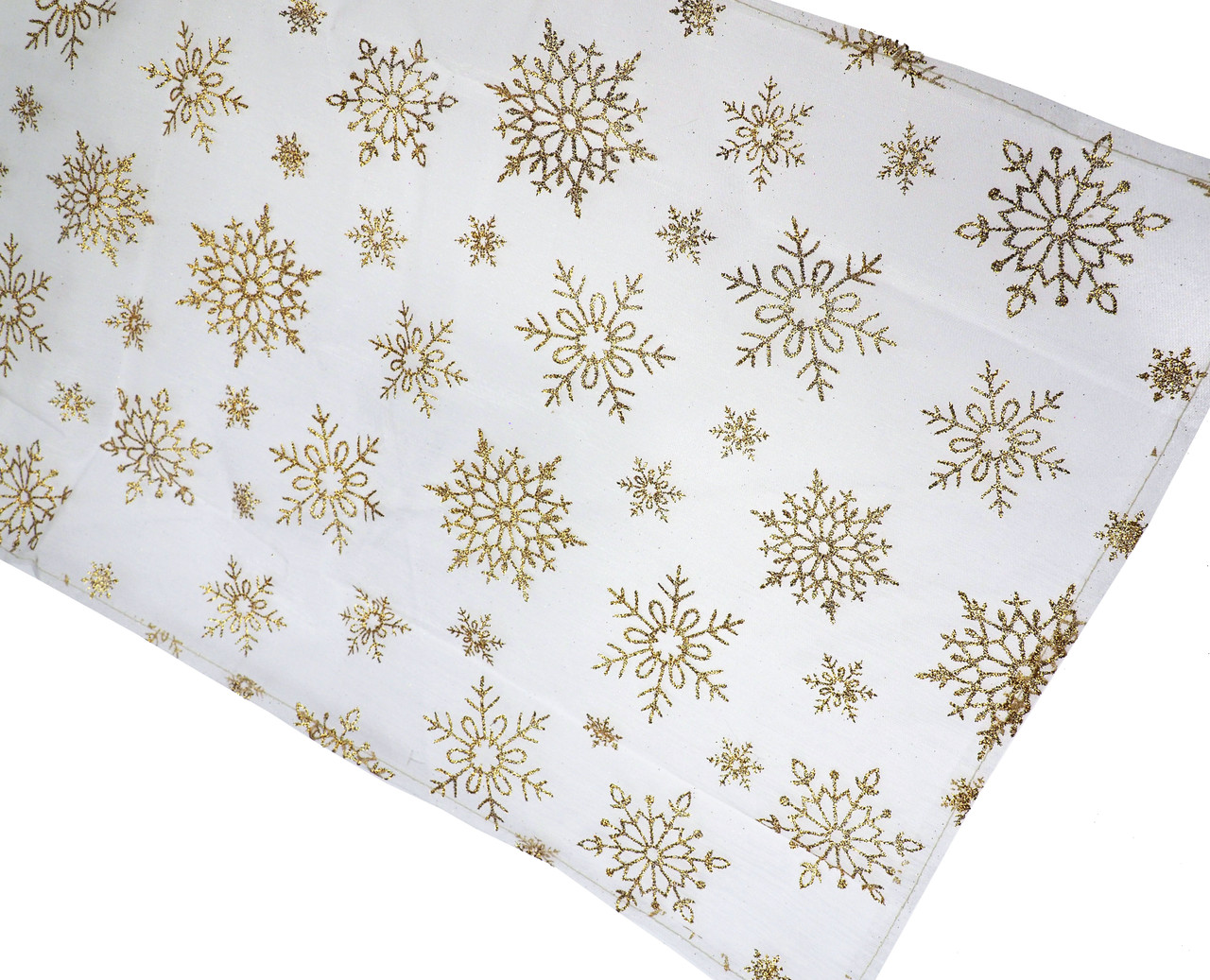 Sheer Voile Christmas Table Runner - 150 X 32cm - Gold Snowflakes ...