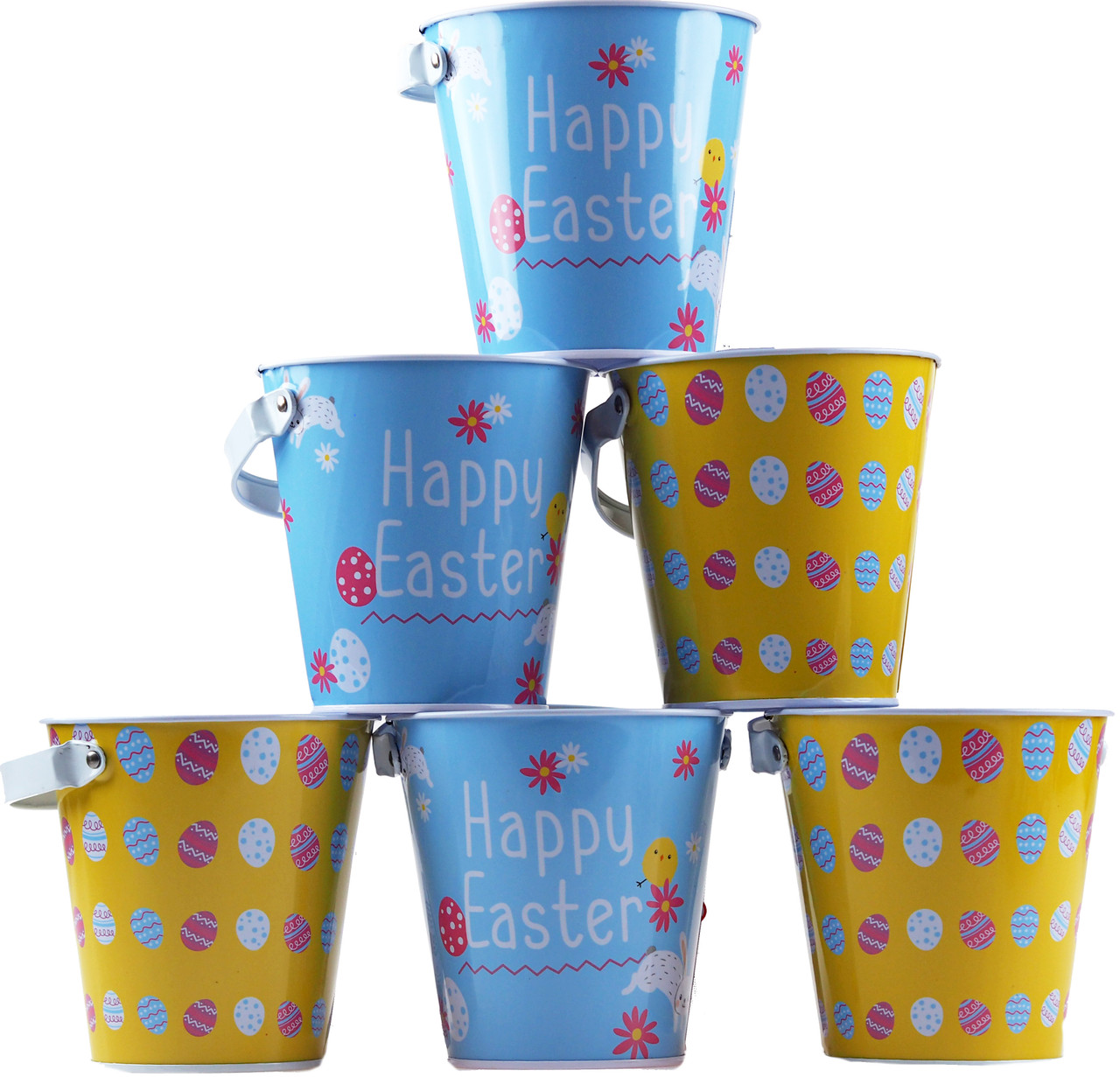 Easter Tin Buckets / Baskets - For Easter Egg Hunts! (Set of 6) - Blue ...