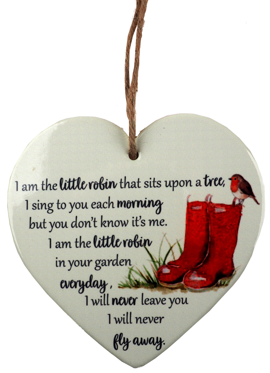 Robin / Wellies Heart Quote Ceramic Plaque - Blue Whale Gifts
