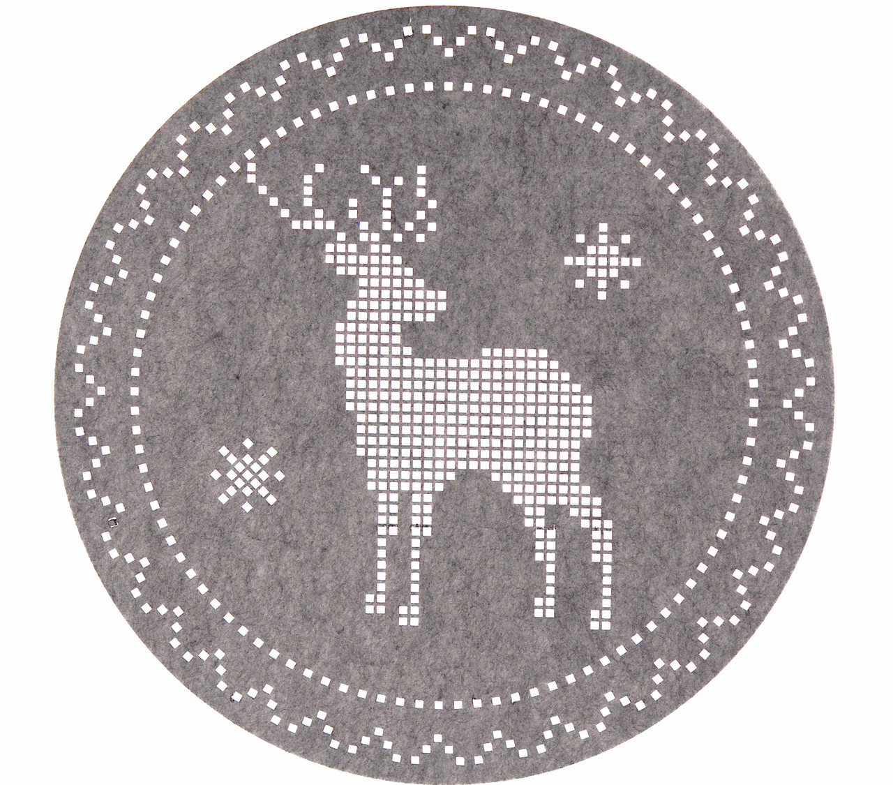 Nordic Grey Stag Christmas Round Felt Dinner Table Place Mats (Set of 4 ...