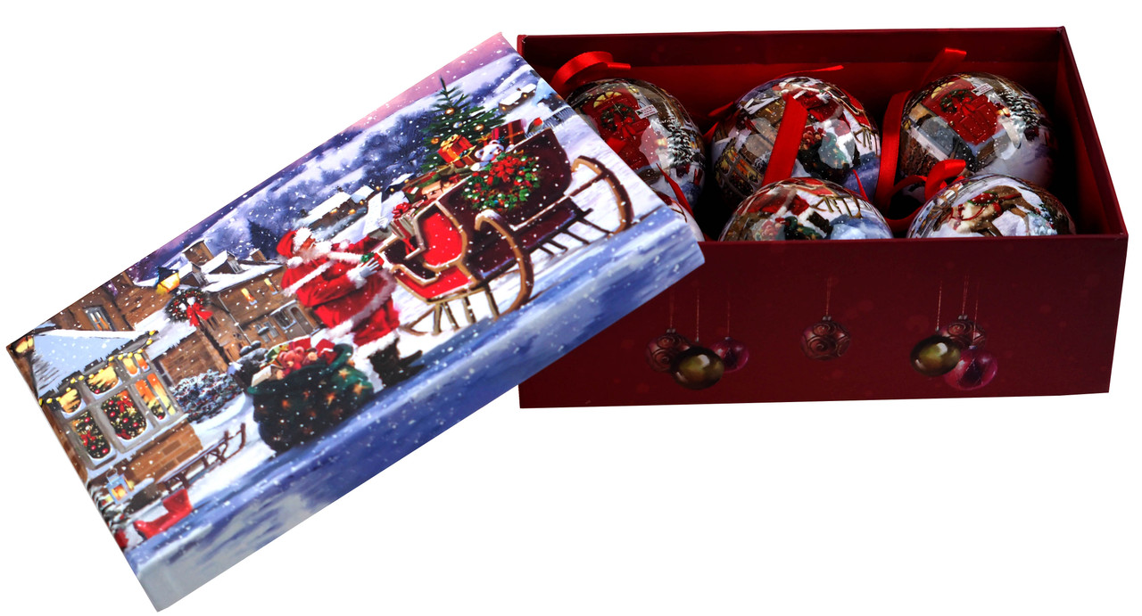 Traditional Santa Baubles In Gift Box / Christmas Tree Decorations (Set ...