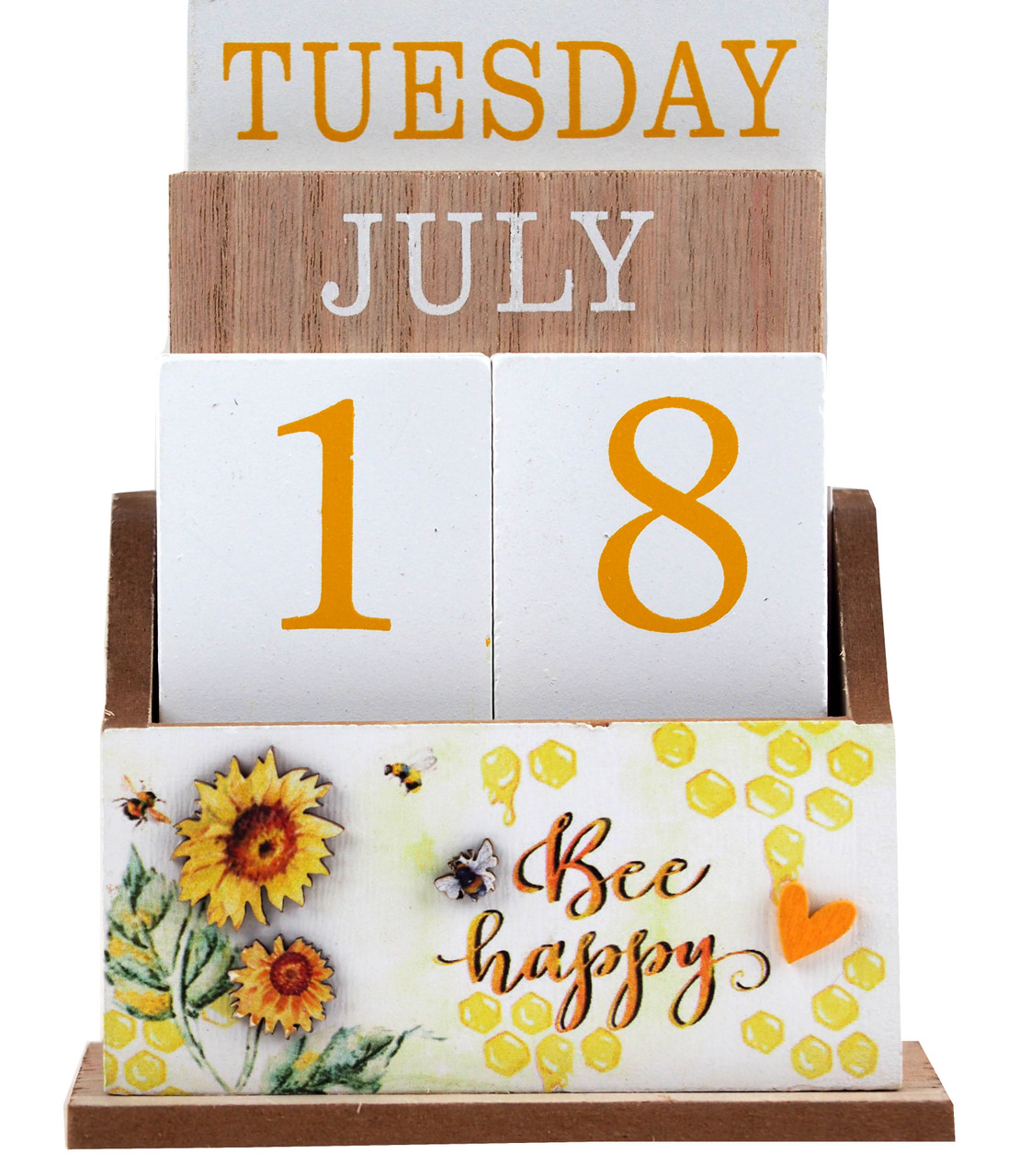 Wooden Perpetual Calendar Desktop Eternal Calendar Blocks - Bumble Bee ...