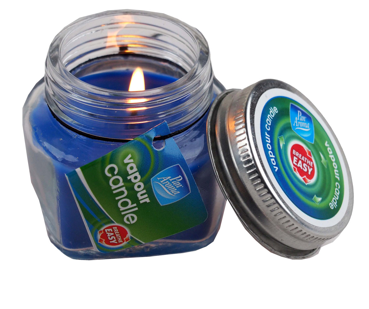 Mini Menthol Eucalyptus Vapour Candles In Glass Jars - Set of 6 - Blue ...