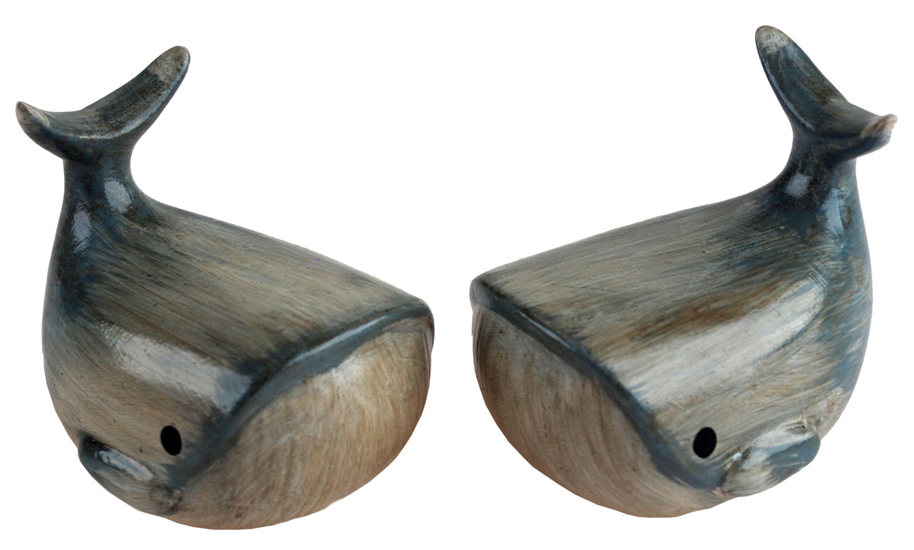 Blue Whale Ceramic Small Ornament Figurines - Pottery Style - Set of 2 ...