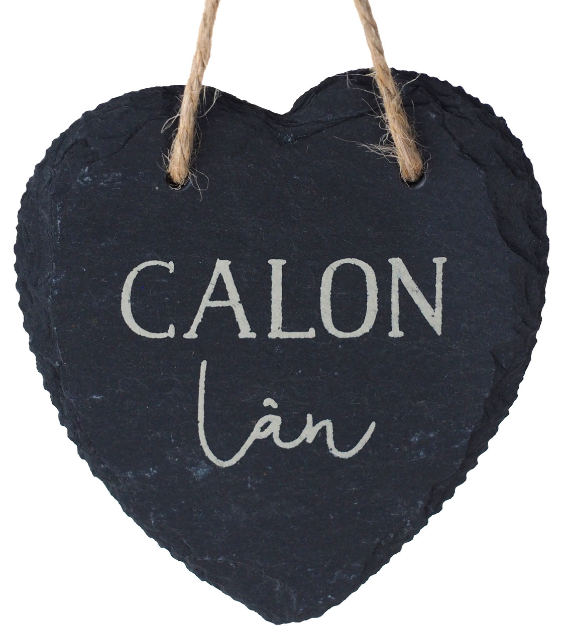 Black Slate Welsh Heart Hanging Plaque - Calon lan - Blue Whale Gifts