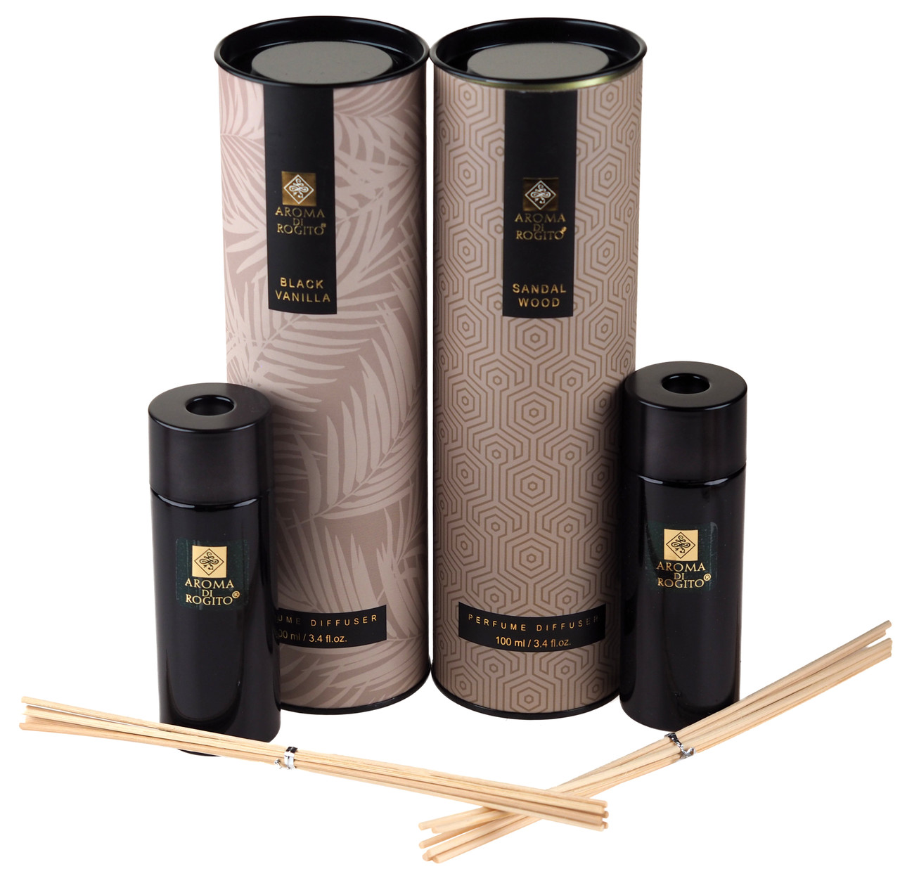 Sandalwood Vanilla Scented Reed Diffusers 100ml - Masculine Design - Set of 2 - Blue Whale Gifts