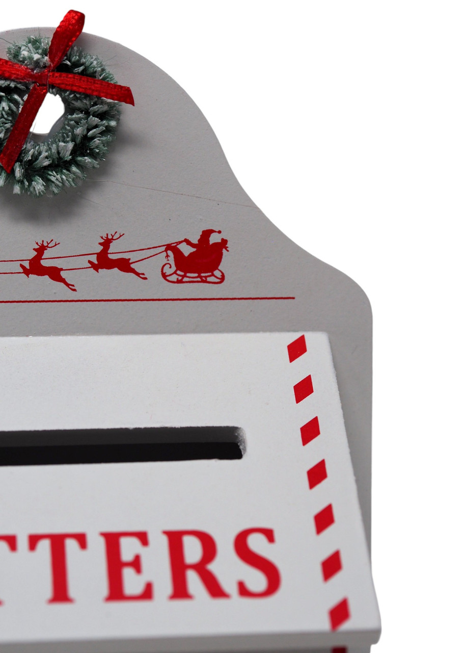 Christmas "Letters to Santa" Mail Post Box with Festive Design - White ...