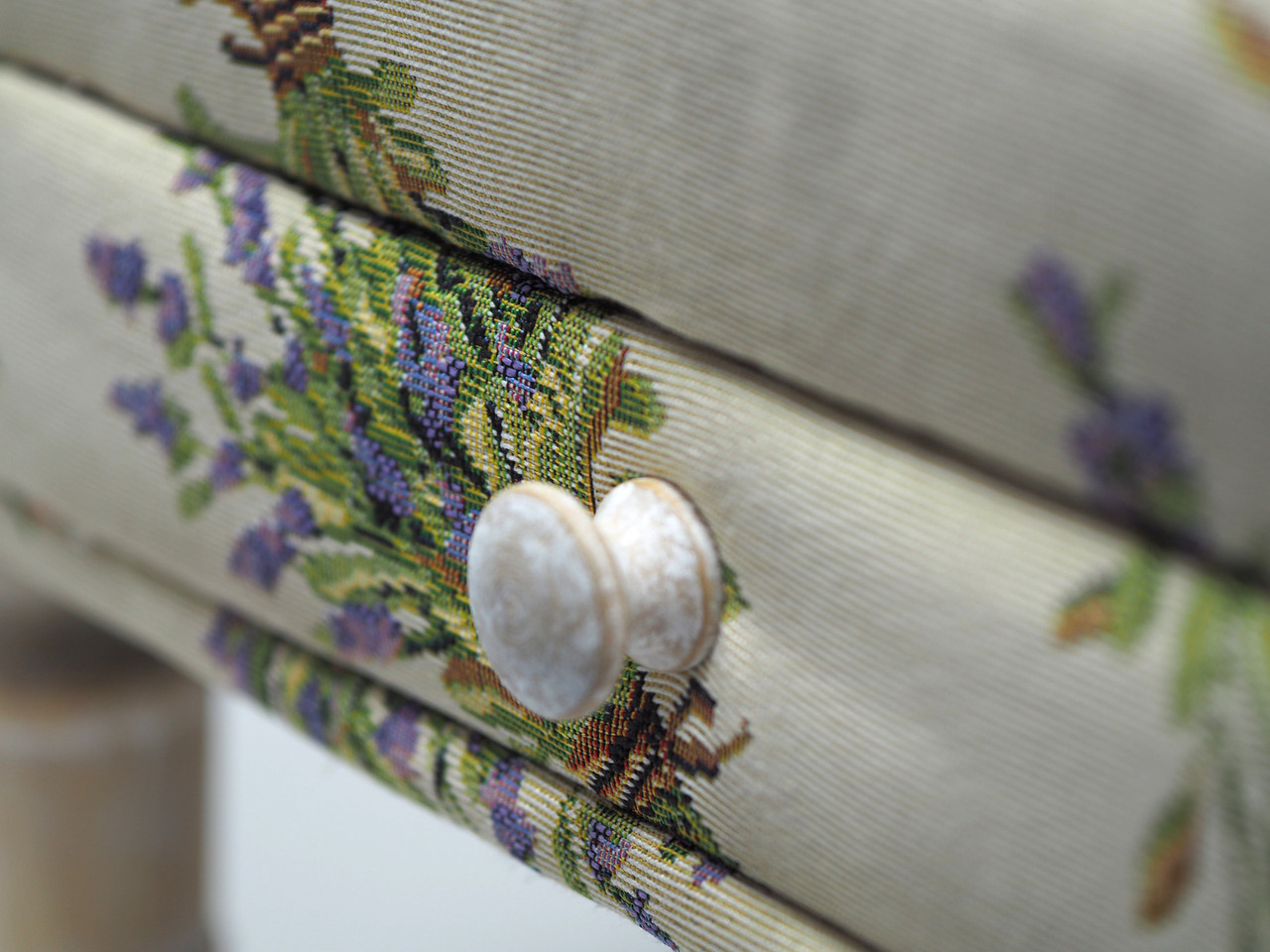 Lavender Tapestry Print Upholstered Ottoman Foot Stool with Storage ...