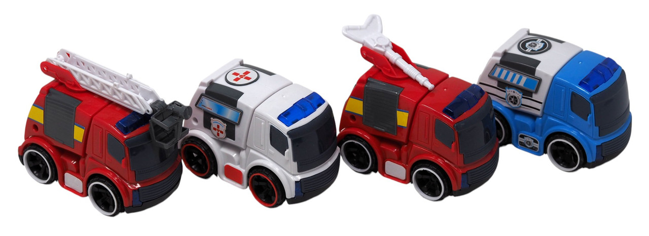 Toy Emergency Response Vehicles - Friction Powered Rescue Trucks - Set ...