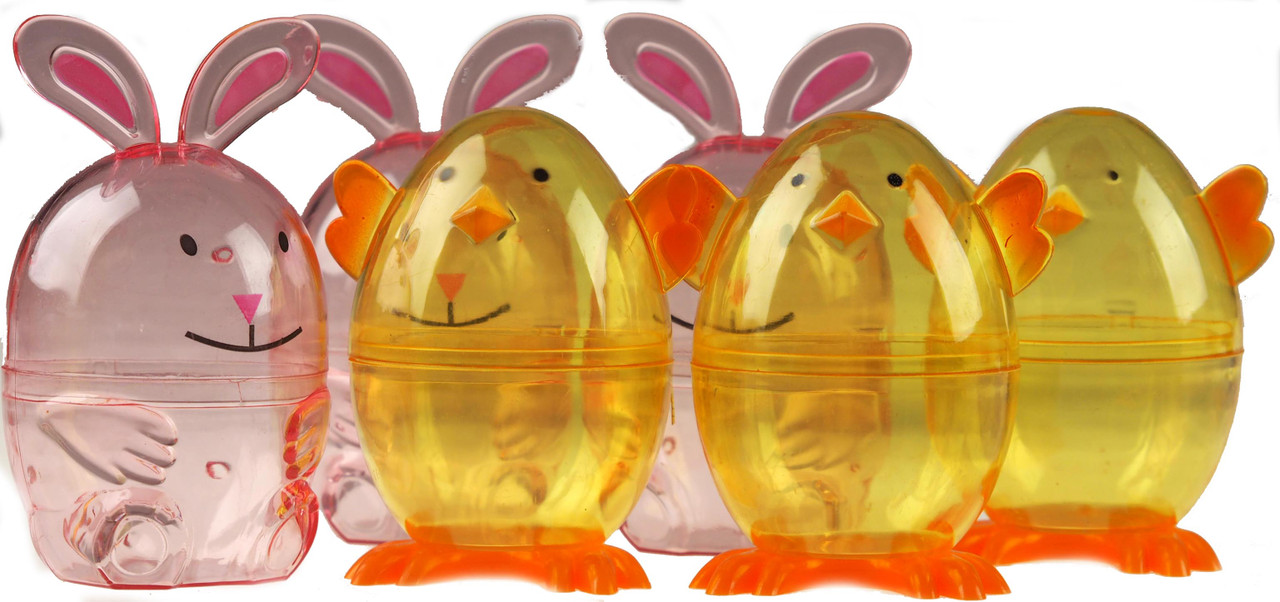 6 X Easter Bunny Chick Characters - Plastic Containers For Sweets ...
