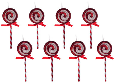 Red White Swirl Lollipop Christmas Tree Baubles Decorations (Set of 8 ...