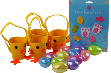 Easter Egg Hunt Complete kit - 4 x Chick Baskets, Egg Capsules, Signs ...