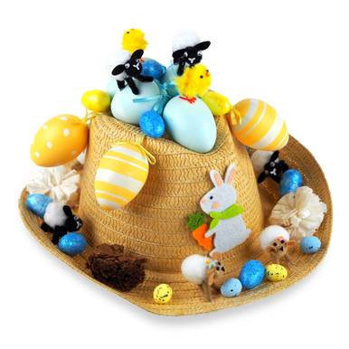 Boys Ready Made Decorated Easter Cowboy Hat Bonnet - Sheep & Eggs ...