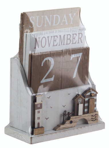 Nautical Wooden Perpetual Calendar Desk Top Eternal Calendar Block ...